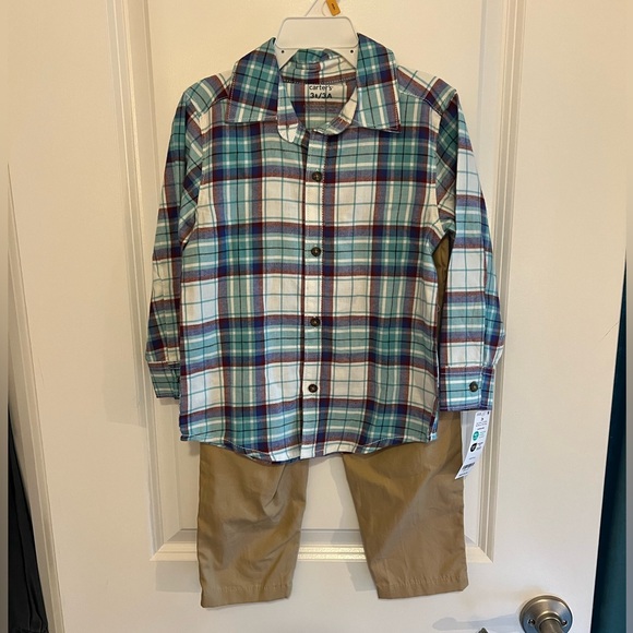 Carter's | Matching Sets | Nwt Carters Blue Plaid Button Down With ...